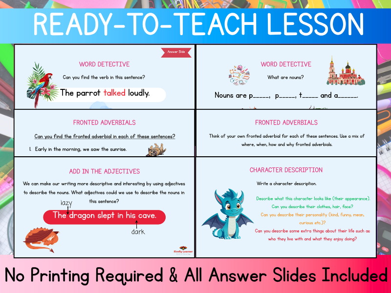 Adjectives, Adverbs & Fronted Adverbials - Uplevel Your Writing English ...