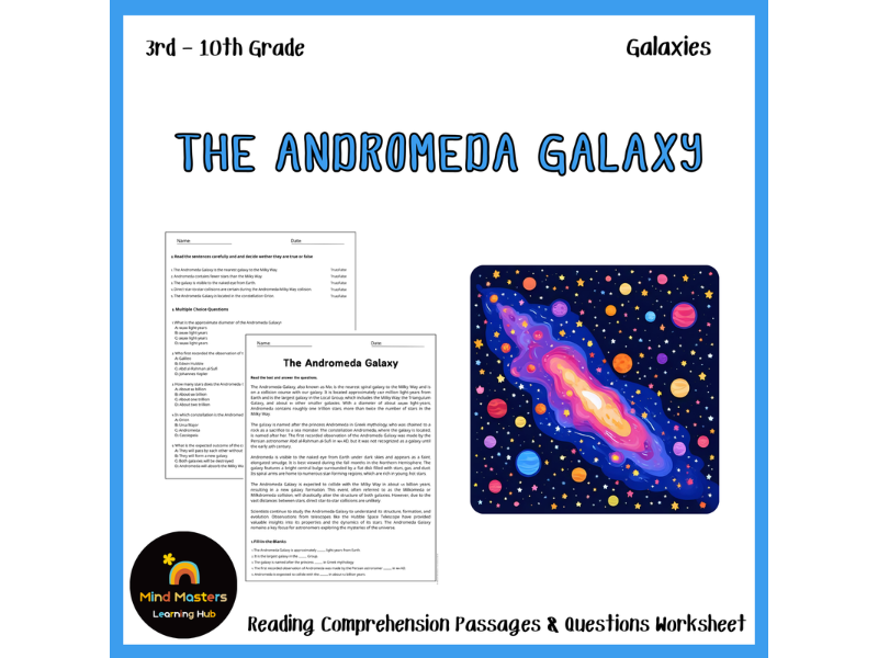 The Andromeda Galaxy Reading Comprehension Passages & Questions ...