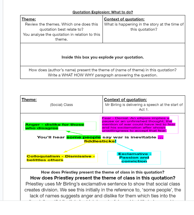 AQA Literature Quotation Analysis | Teaching Resources