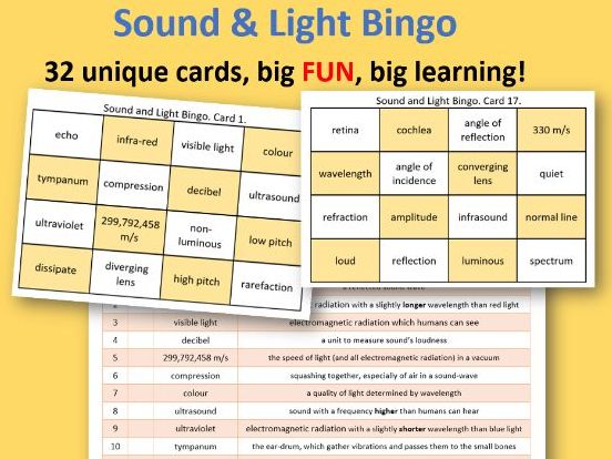 KS3 Sound & Light Bingo - FUN! FUN! | Teaching Resources