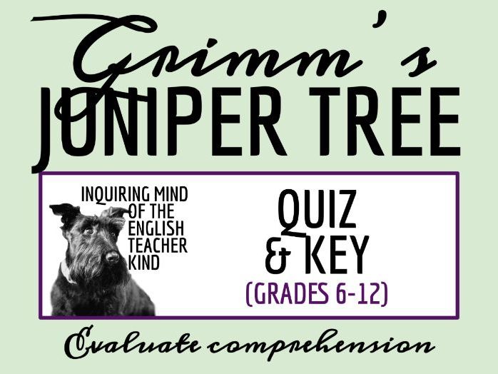 "The Juniper Tree" Quiz and Answer Key (Grimm's Fairy Tale | Halloween ...
