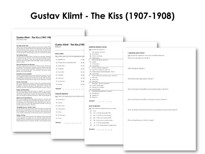 Gustav Klimt - The Kiss (1907-1908) | Teaching Resources