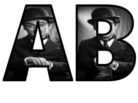 Charlie Chaplin Old Movies Lettering Set Display Title Letters Numbers ...