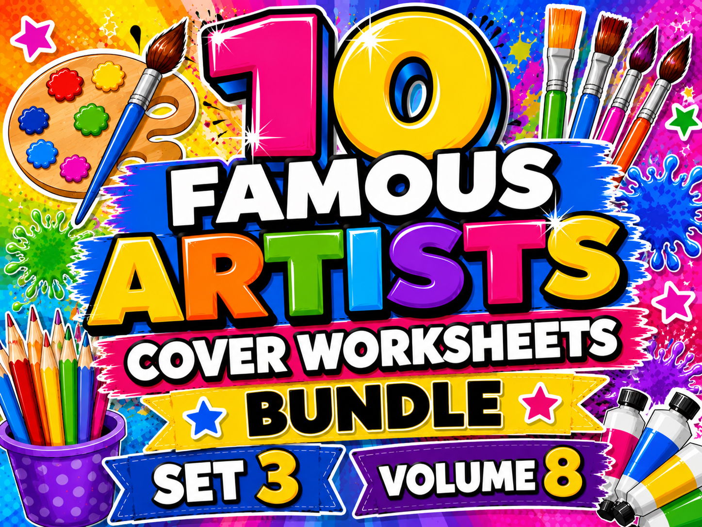 10 Famous Artists Cover Worksheets Bundle Set 3 Volume 8 | KS3 Art ...
