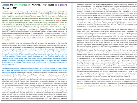 Aristotle - essay plan and model answer | Teaching Resources