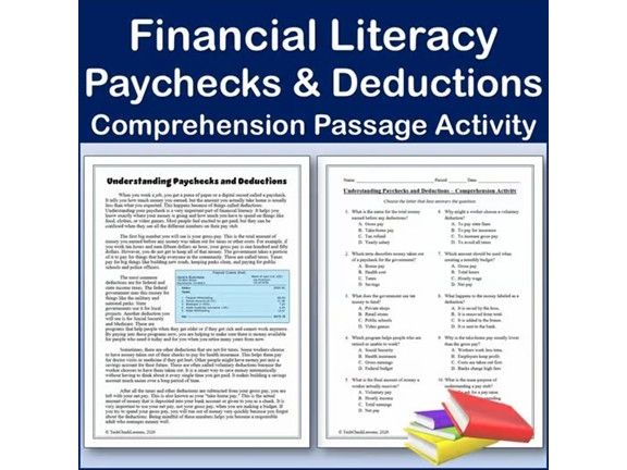 Financial Literacy: Paychecks & Deductions - Passage & Activity ...