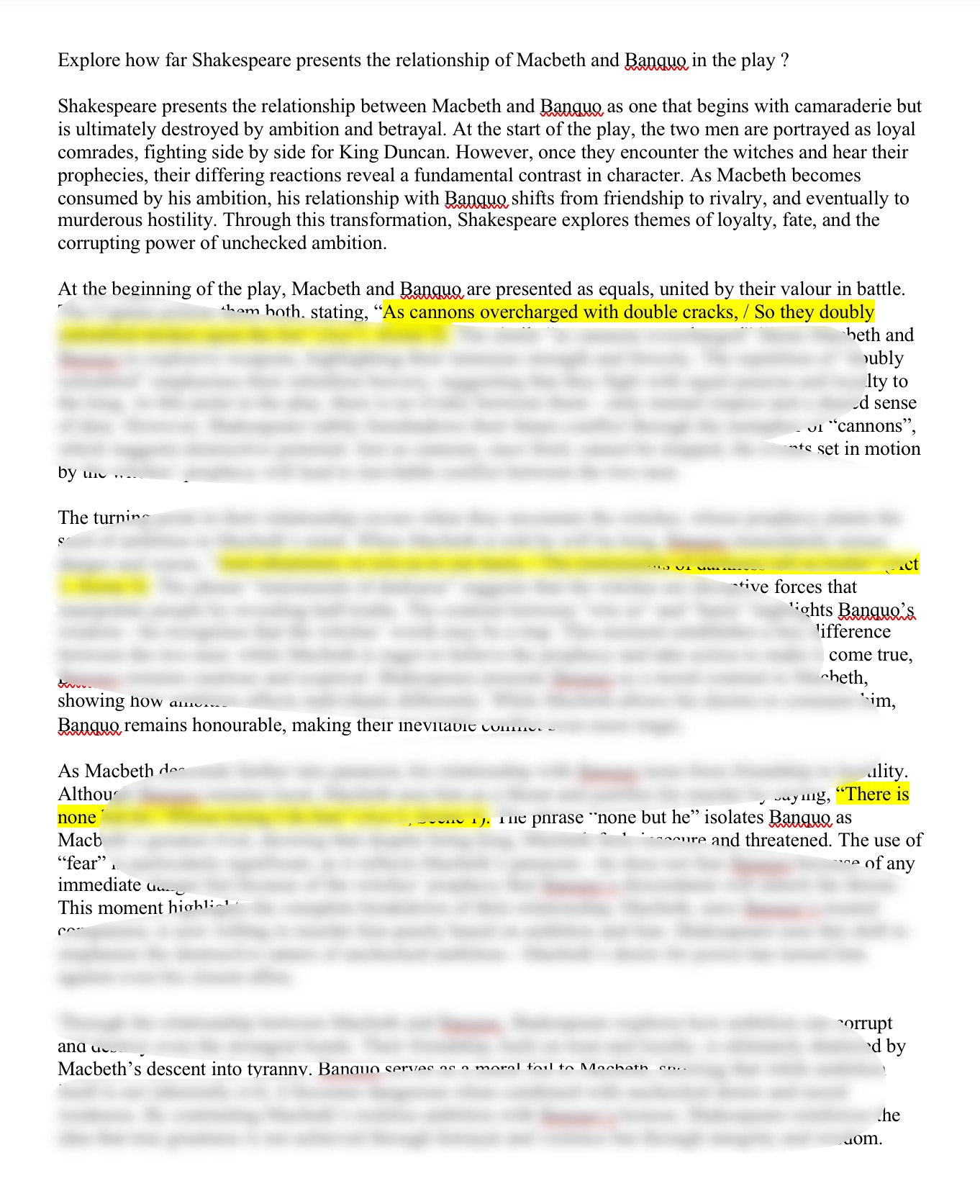 *GRADE 9*EXPLORE how Shakespeare presents the relationship of Macbeth ...