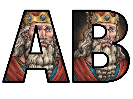 King Crown Story Character Lettering Set Display Title Letters Numbers ...