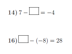 Adding and subtracting positive and negative numbers: missing numbers ...