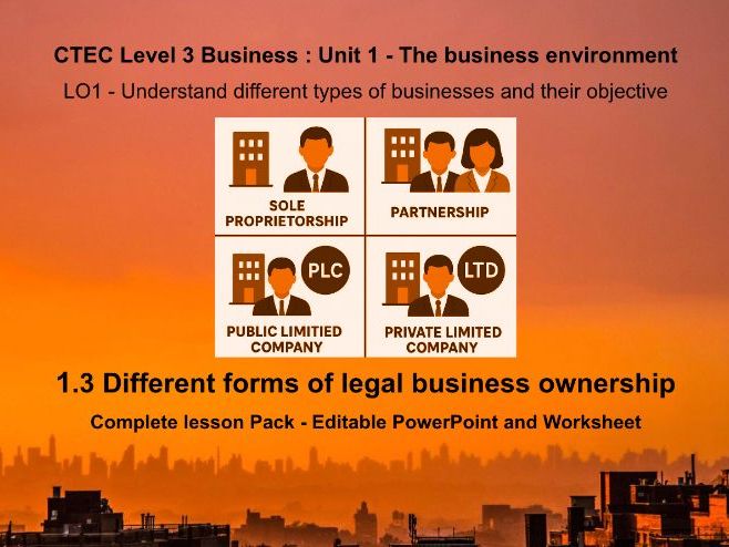 CTEC Level 3 Business U1 - Complete Lesson on Different forms business ...