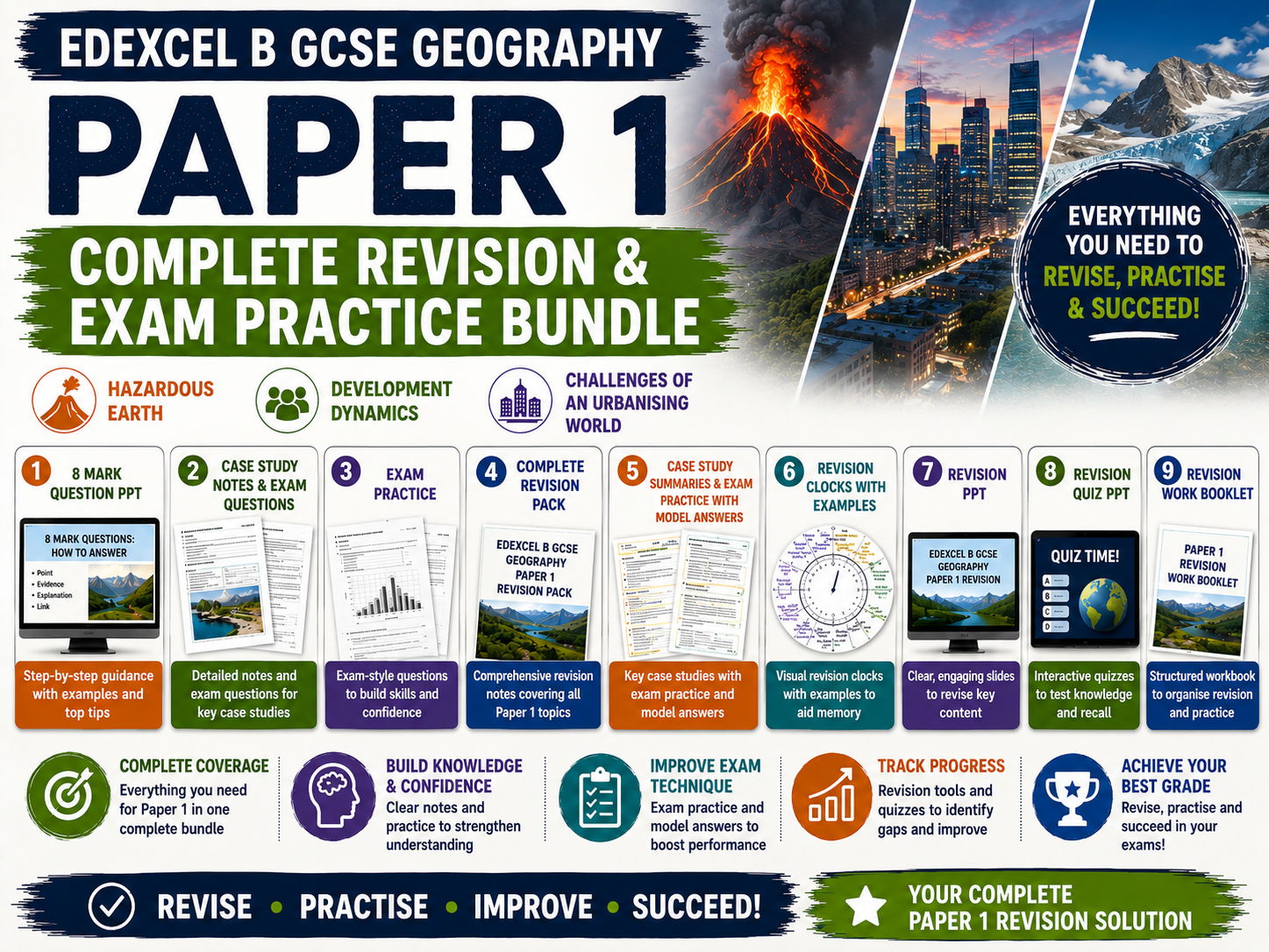 Edexcel B GCSE Geography Paper 1 Complete Revision & Exam Practice ...