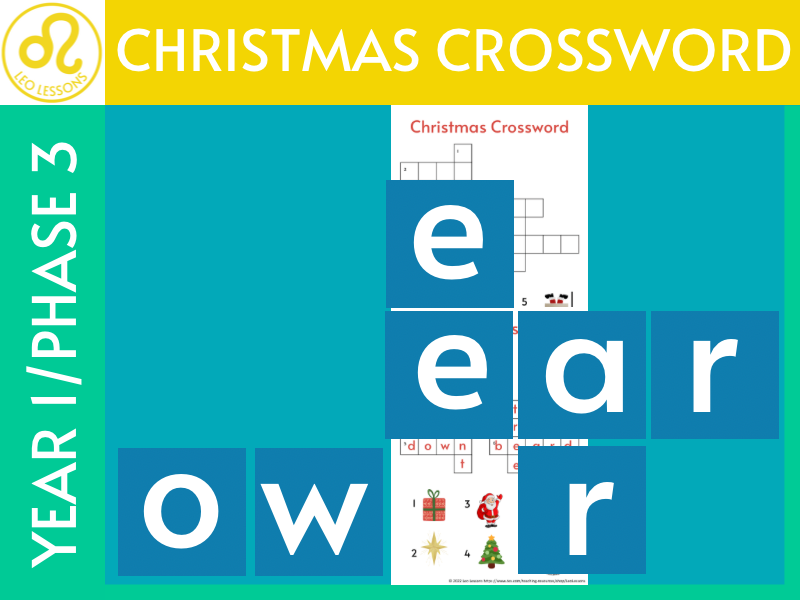 Christmas Phonics Crossword ee ear ar ow | Teaching Resources