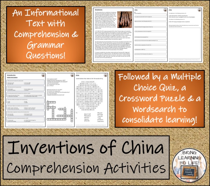 Inventions of Ancient China Reading Comprehension Activities | Year 5 ...