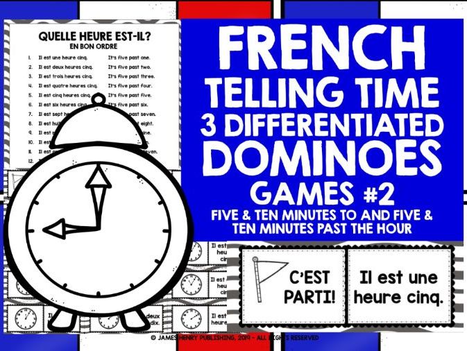 FRENCH TELLING TIME DOMINOES | Teaching Resources