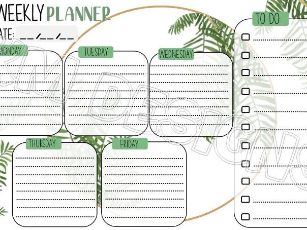 Plant Themed Weekly Planner | Teaching Resources