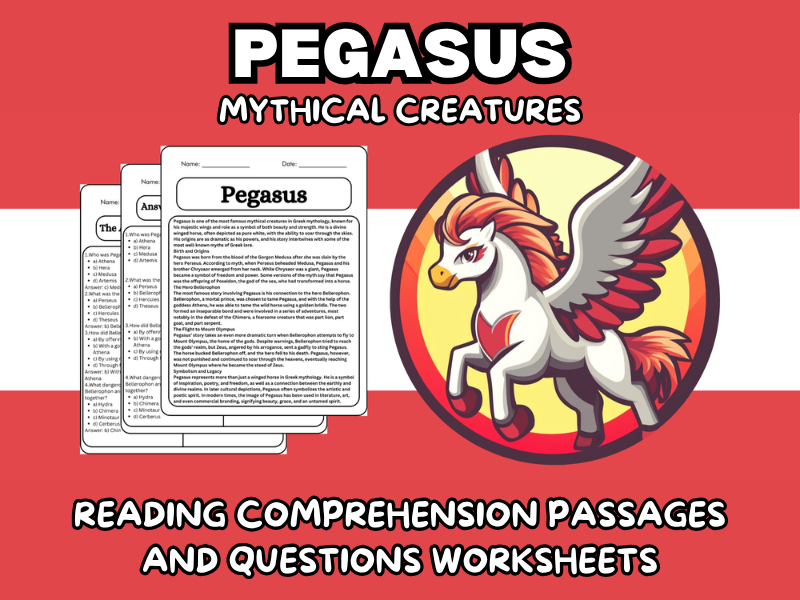 Pegasus - Mythical Creatures Reading Comprehension Passages and ...