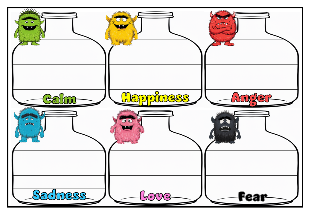 Colour Monster Feelings Glass Bottles Activity A4 Template with all ...