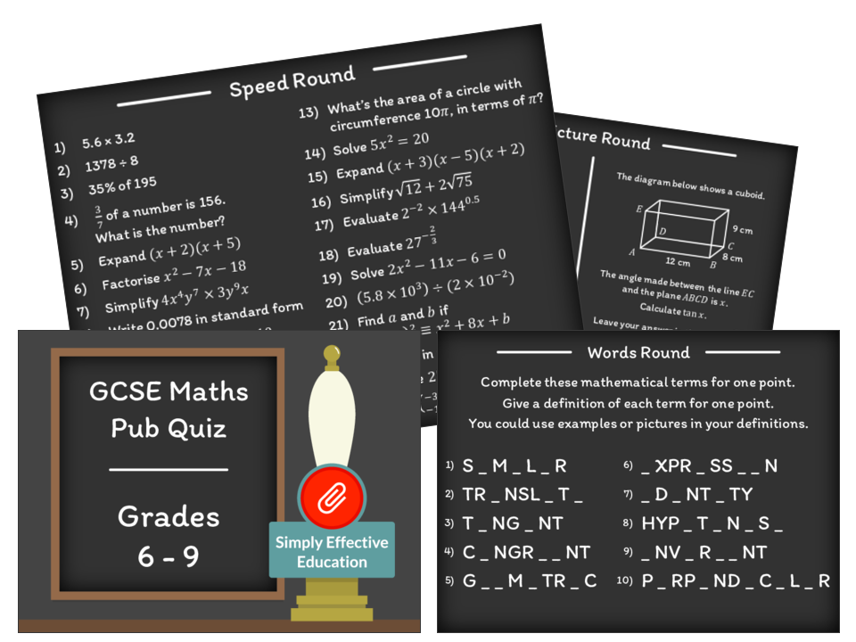 GCSE Maths Pub Quiz Grades 6 9 Teaching Resources GCSE Maths Pub Quiz Grades 6 9 Teaching Resources