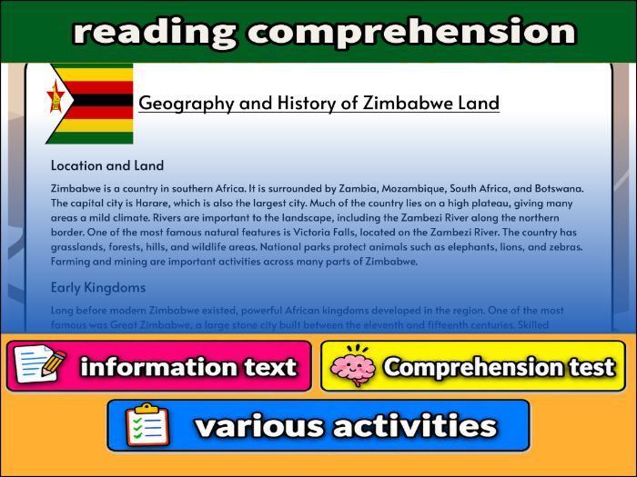 Geography and History of Zimbabwe Land- Reading Comprehension ...