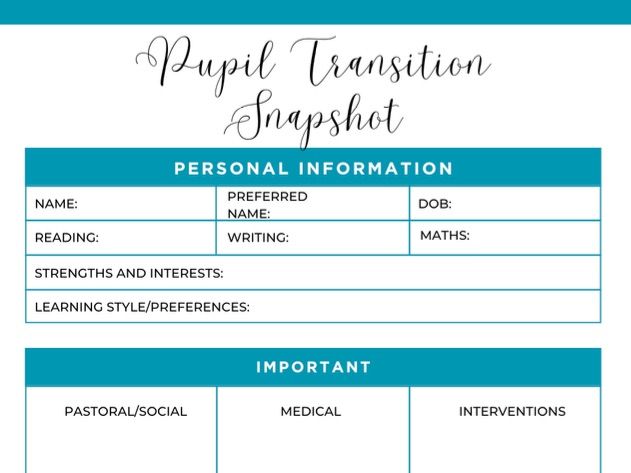 Transition Report Templates | Editable Handover Sheets | KS1–KS2–KS3 ...