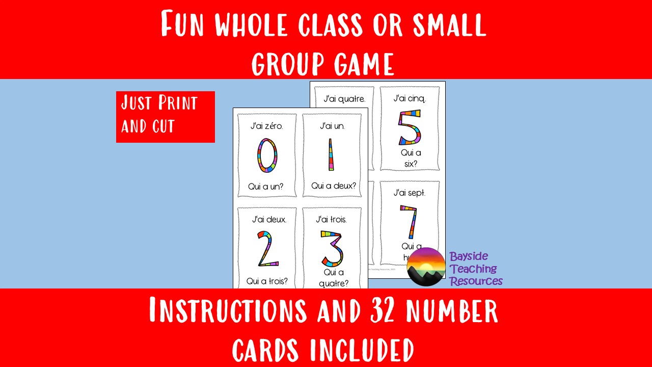 J'ai... Qui a...? French numbers game 0-31 | Teaching Resources
