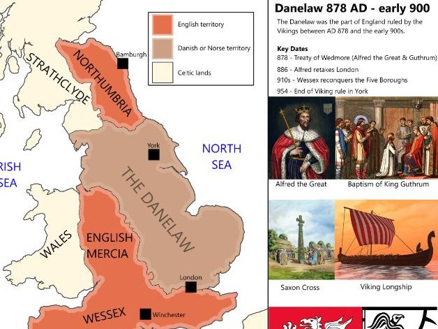 Anglo-Saxons & Vikings (Danelaw) Map | Teaching Resources