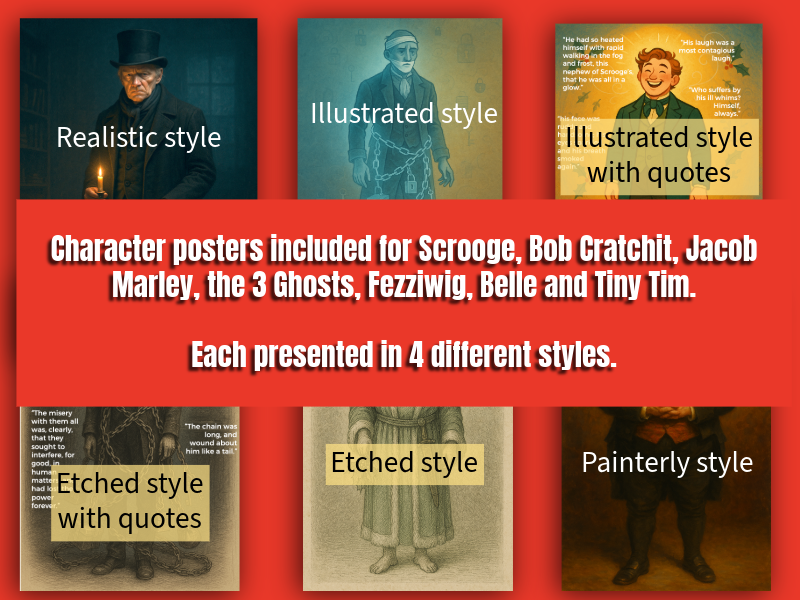 A Christmas Carol Character Posters Pack - 80 posters - 4 art styles ...