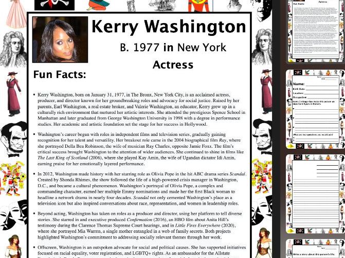 Kerry Washington PACKET & ACTIVITIES, Important Historical Figures ...