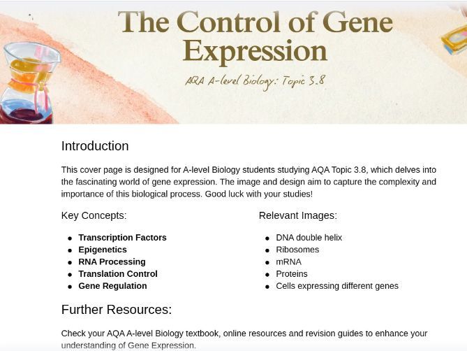 AQA A-level biology 3.8 The control of gene expression Whole Topic ...