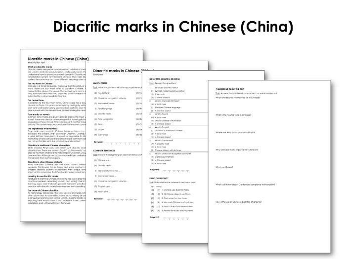 Diacritic marks in Chinese (China) | Teaching Resources