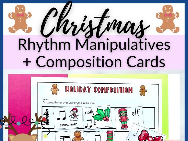 Christmas Printable Rhythm Manipulatives + Composition Primary Music ...