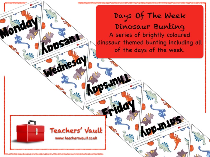 Days Of The Week Dinosaur Bunting | Teaching Resources