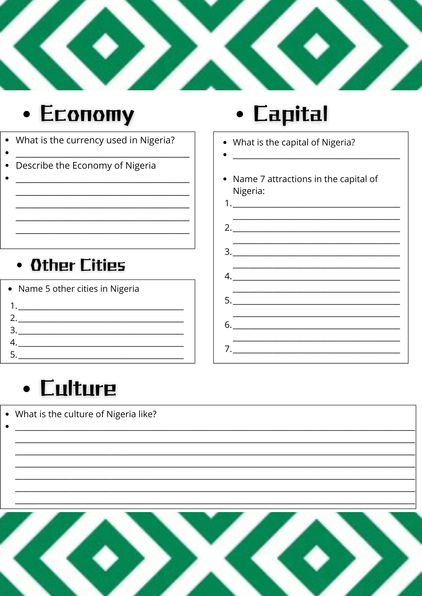 Country Study Research Project - Nigeria - Social Studies Report - West ...