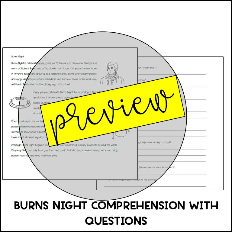 Burns Night Activities KS2 | Reading Comprehension, Word Search ...