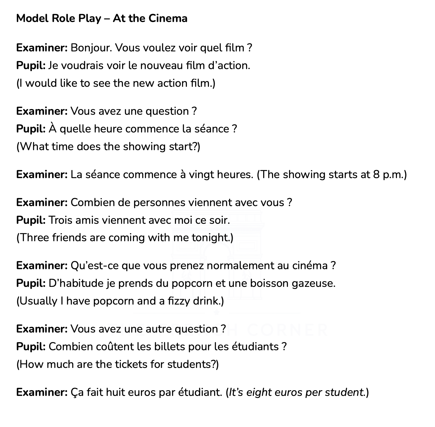 2026 Pearson Edexcel GCSE French – Speaking Task 2: Role play – Higher ...