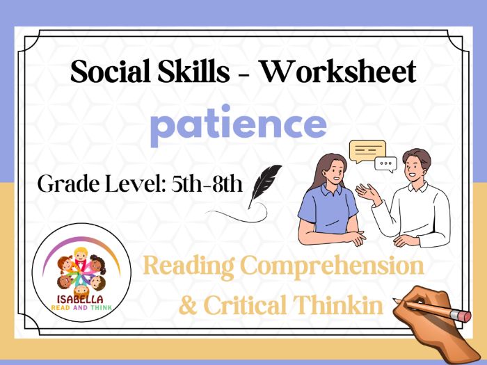 Patience: Reading Comprehension Passages & Questions Worksheets ...