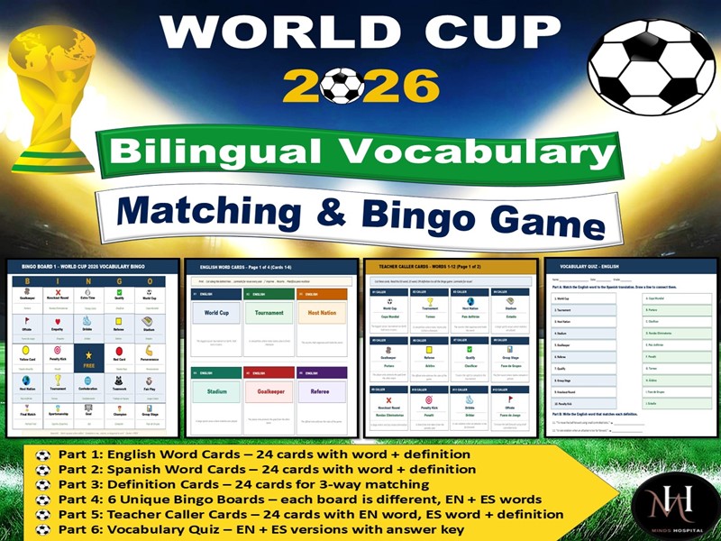 World Cup 2026 Bilingual Vocabulary Games |English-Spanish Bingo ...