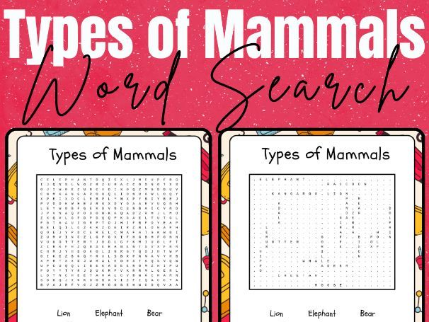 Printable Types of Mammals Word Search Puzzle Activity - No Prep Needed ...