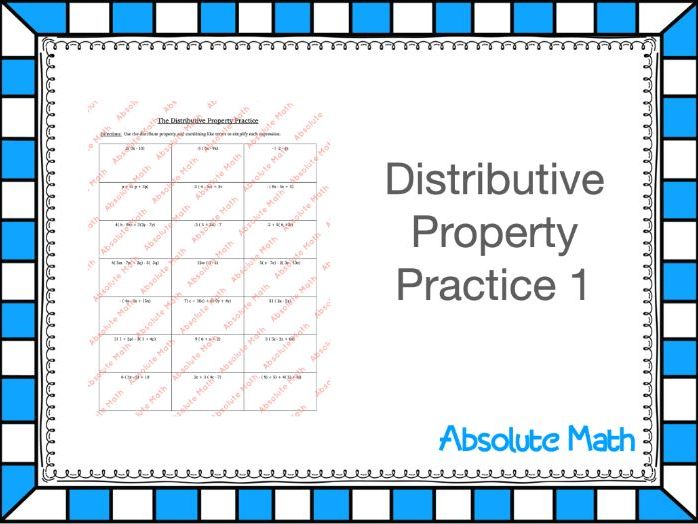 Distributive Property Practice 1 | Teaching Resources