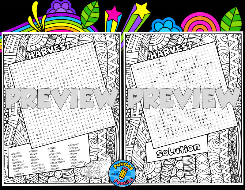 Harvest Word Search Puzzle Activity with Colouring | Harvest Festival ...
