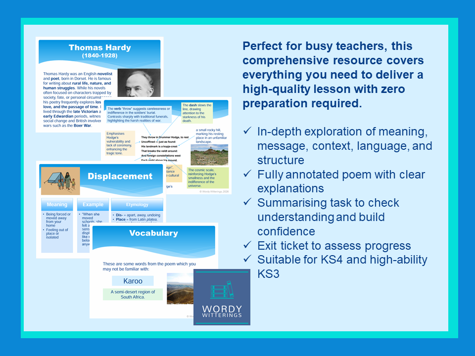 'Drummer Hodge' by Thomas Hardy - Complete GCSE lesson | Teaching Resources