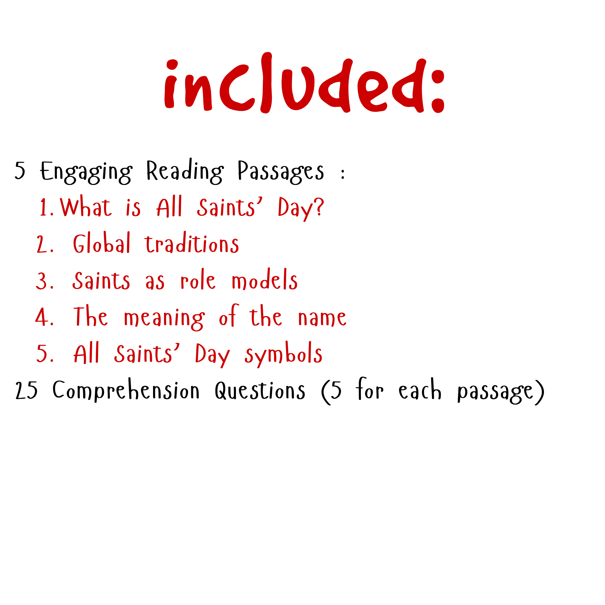 All Saints’ Day Reading & Questions worksheet | November Religious ...