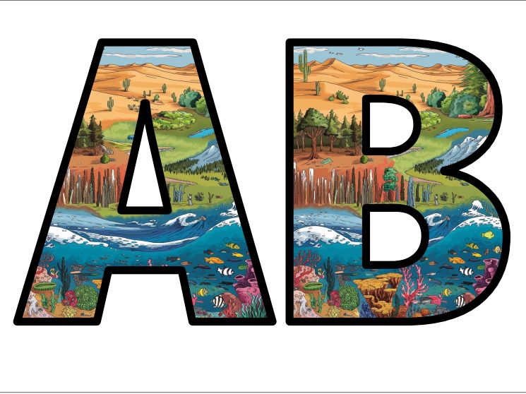 Biomes and Ecosystems Lettering Set Display Title Letters Numbers Signs ...