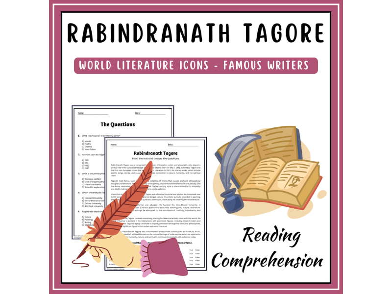 World Literature Icons: Famous Writers Reading Comprehension Passages ...