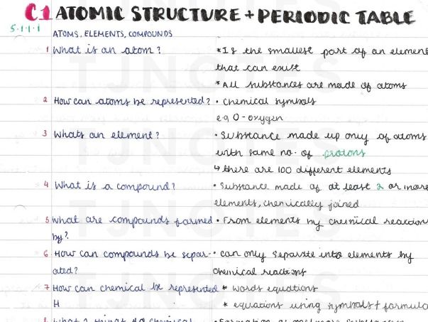 Grade 9 Atomic structure Chemistry Paper 1 Combined Science Higher AQA ...