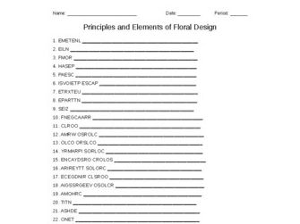 Principles and Elements of Floral Design Word Scramble | Teaching Resources