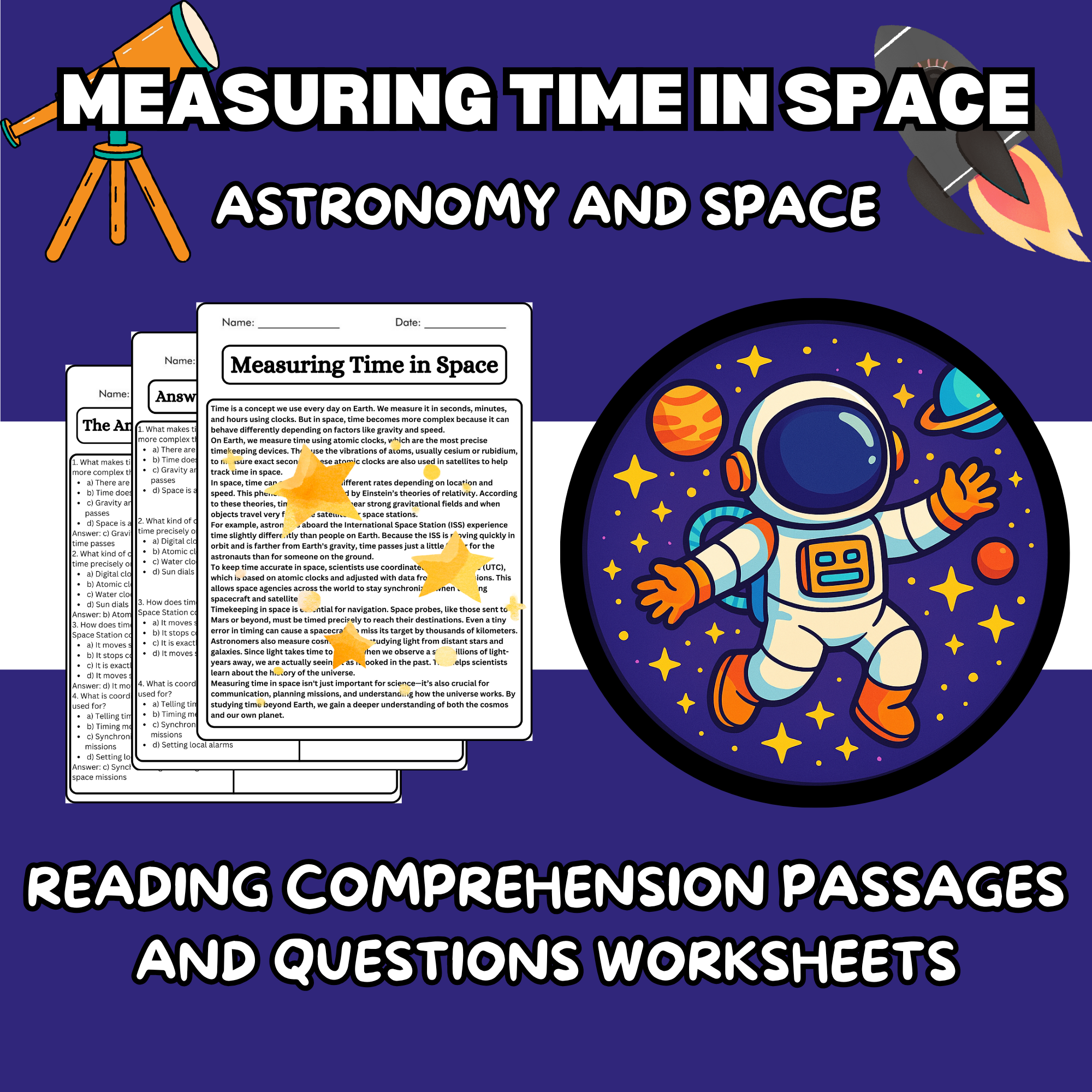 Measuring Time in Space - Astronomy and Space Reading Comprehension ...