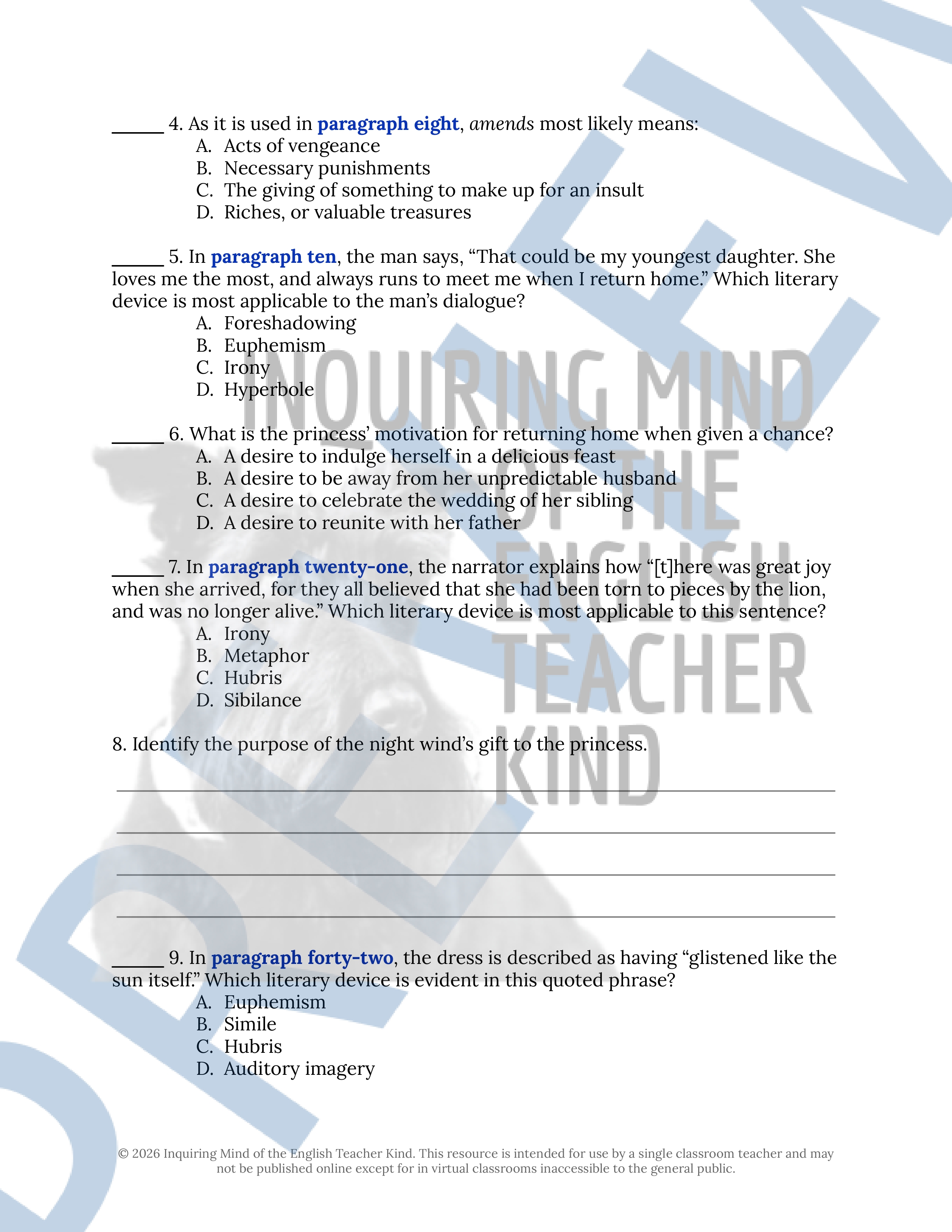 "The Singing, Springing Lark" Close Reading Analysis Worksheet | Grimm ...