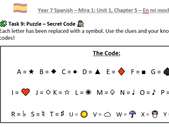 Year 7 Spanish Worksheet – Mira 1 Unit 1, Chapter 5: En mi mochila ...