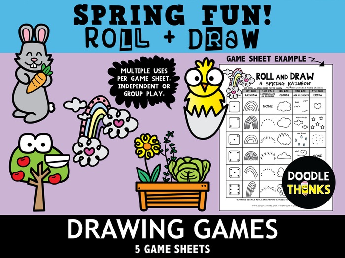 Spring Fun Roll and Draw Game Sheets | Drawing Activities | Teaching ...